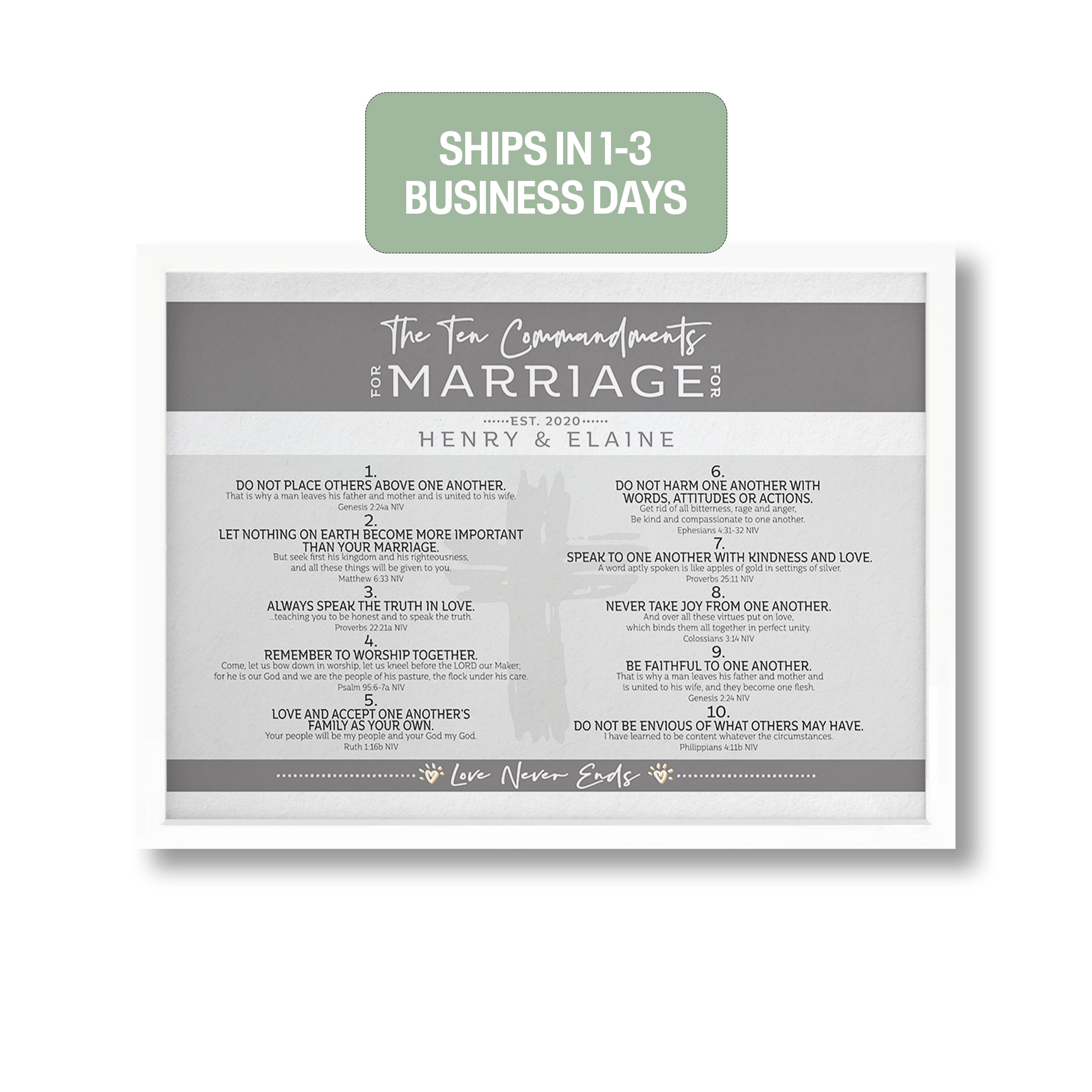 10 Commandments for Marriage | Personalized Framed Print – ArtsyOlive
