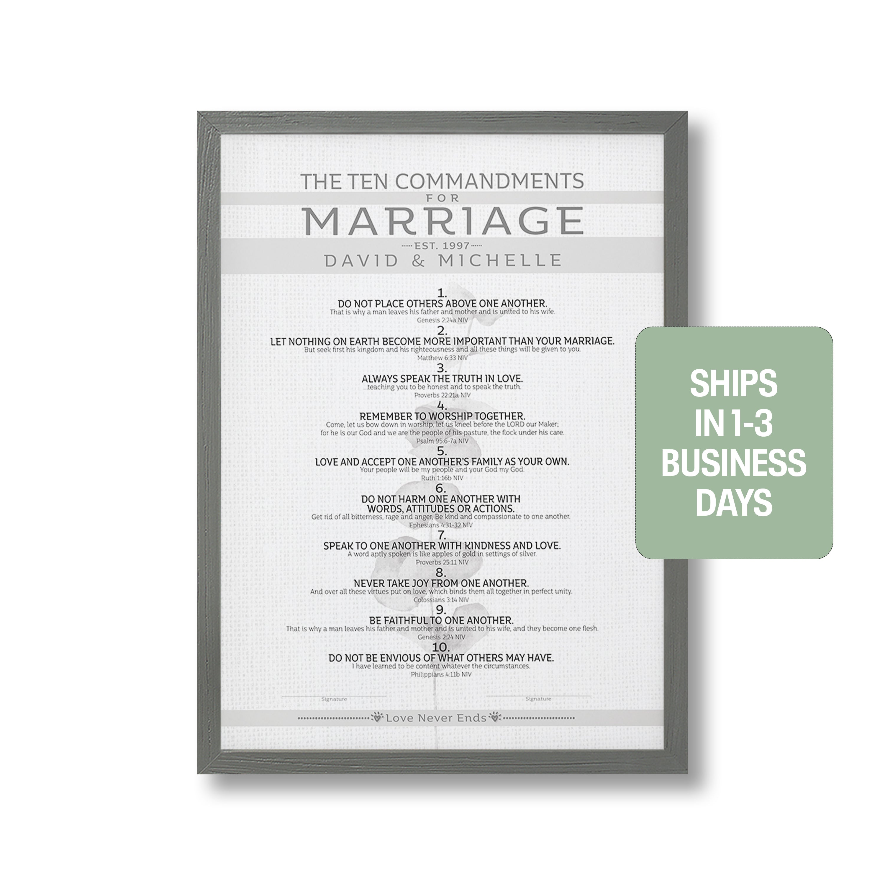 10 Commandments for Marriage | Personalized Framed Print – ArtsyOlive